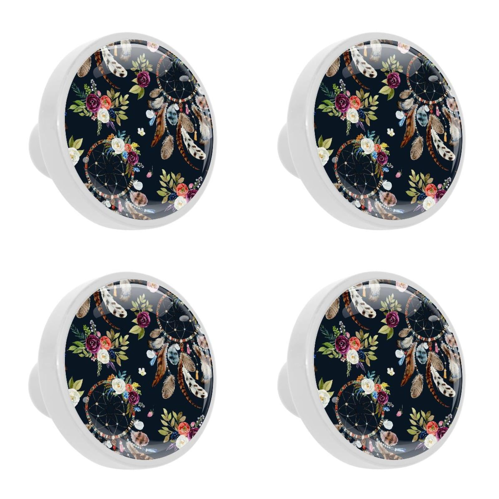 4 Pcs Ethnic Dreamcather Feather Knobs for Kitchen Cabinet Cupboard Dresser Bookcase Drawer ...