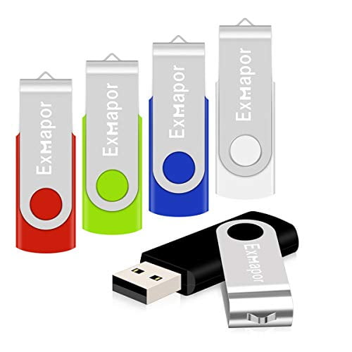 Exmapor 5 Pack USB Flash Drive 16GB Swivel Thumb Drives Key-Chain USB ...