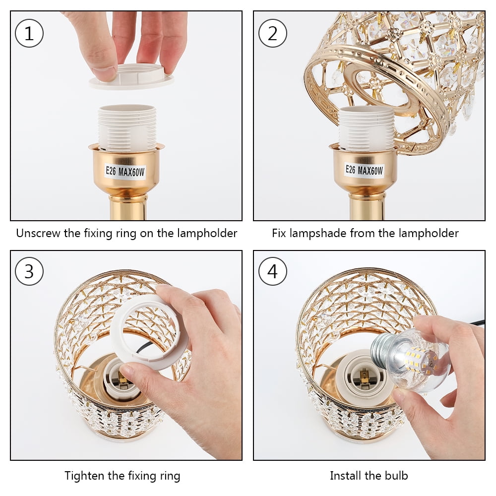 Gold Crystal Table Lamps, Set of 2 with Crystal Lamp Shade - Walmart.com