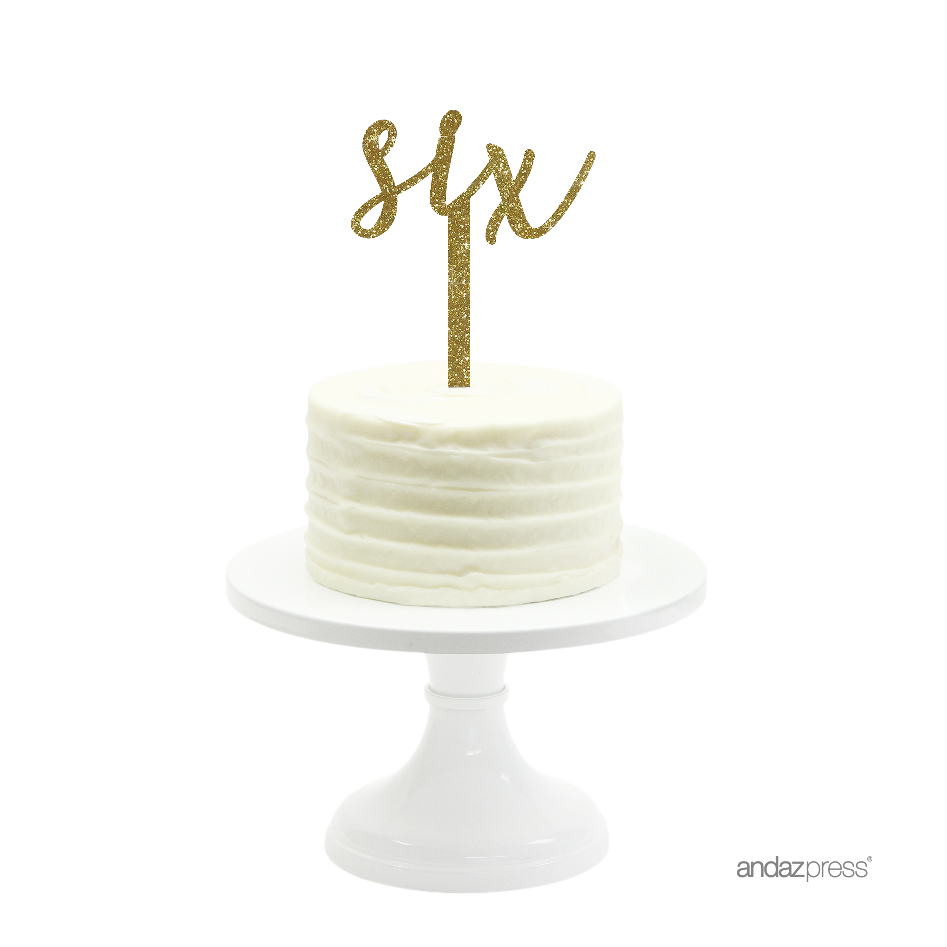 Gold Glitter Script Number Six Acrylic Birthday Cake Topper - Walmart.com