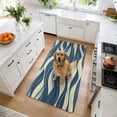 Abstract Wave Texture Washable Runner Rug 3X7 ft Blue Beige Waves ...