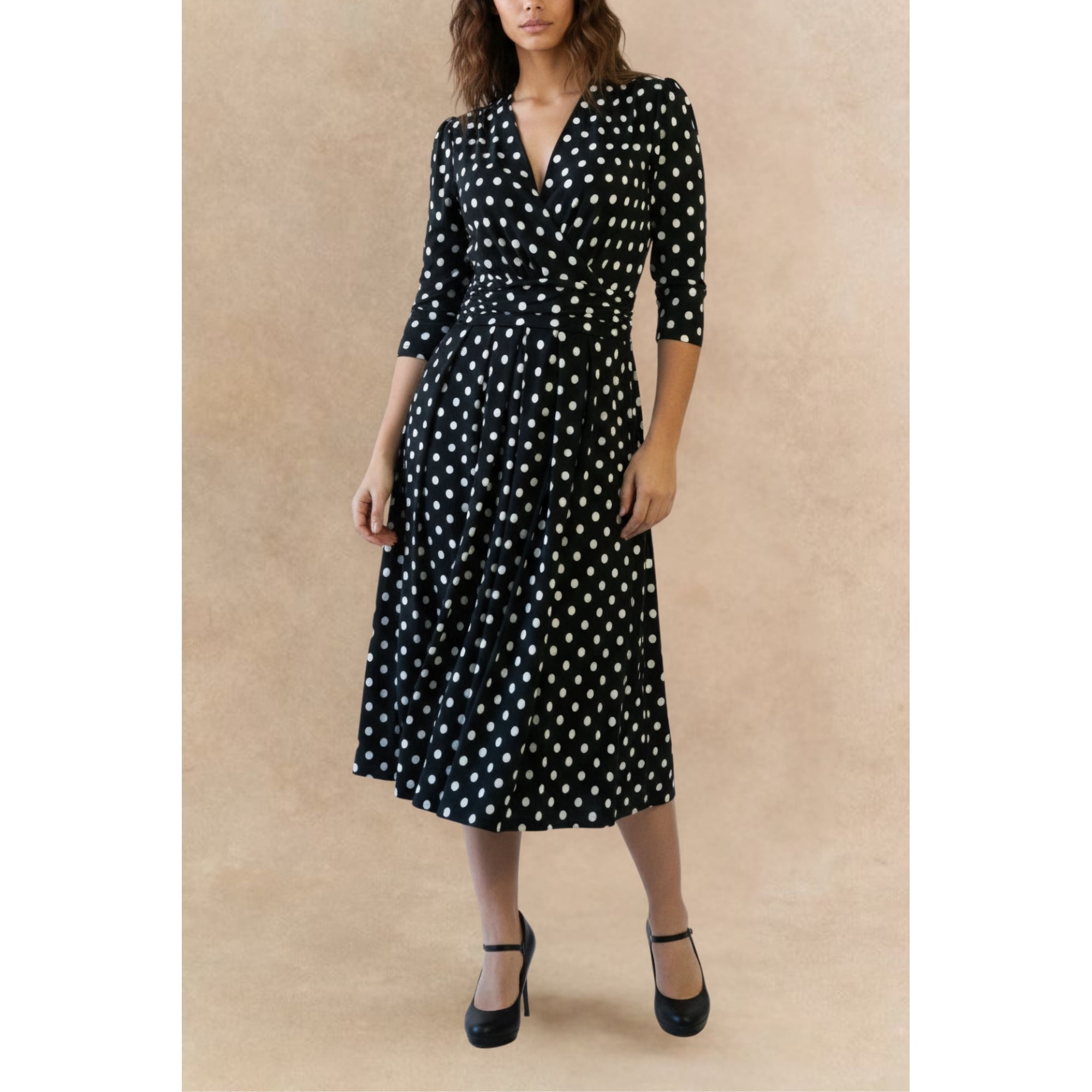 Click here for Elevenmtl Womens Polka Dot Wrap Midi Dress 3/4 Sle... prices