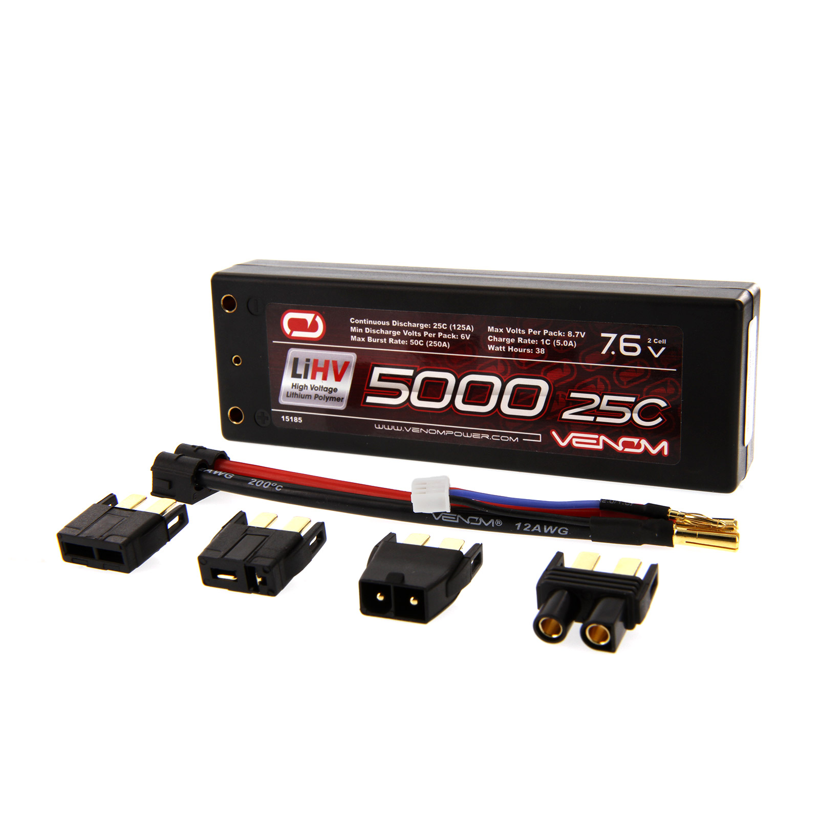 Axial AX10 Deadbolt 25C 7.6V 5000mAh High Voltage LiPo Battery by Venom ...