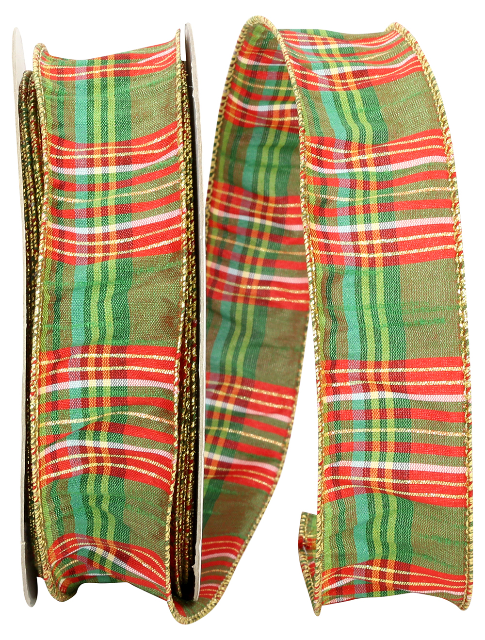 Reliant Ribbon - 92981W-601-09H, Primary Metallic Plaid Dupioni Wired ...