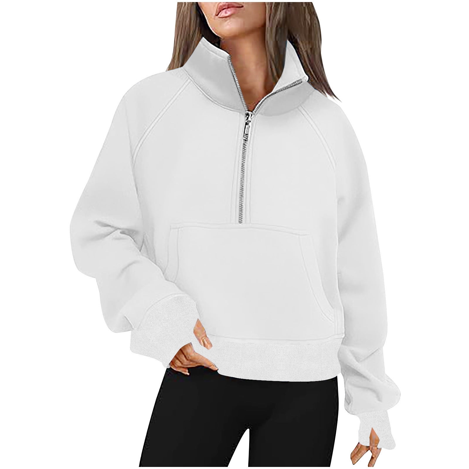 Click here for Timegard Half Zip Pullover For Women Cropped Long... prices