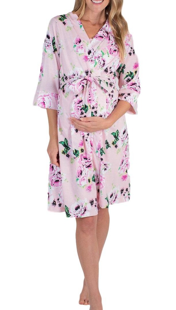 Women's Small Floral Maternity Nursing Robe S - Walmart.com