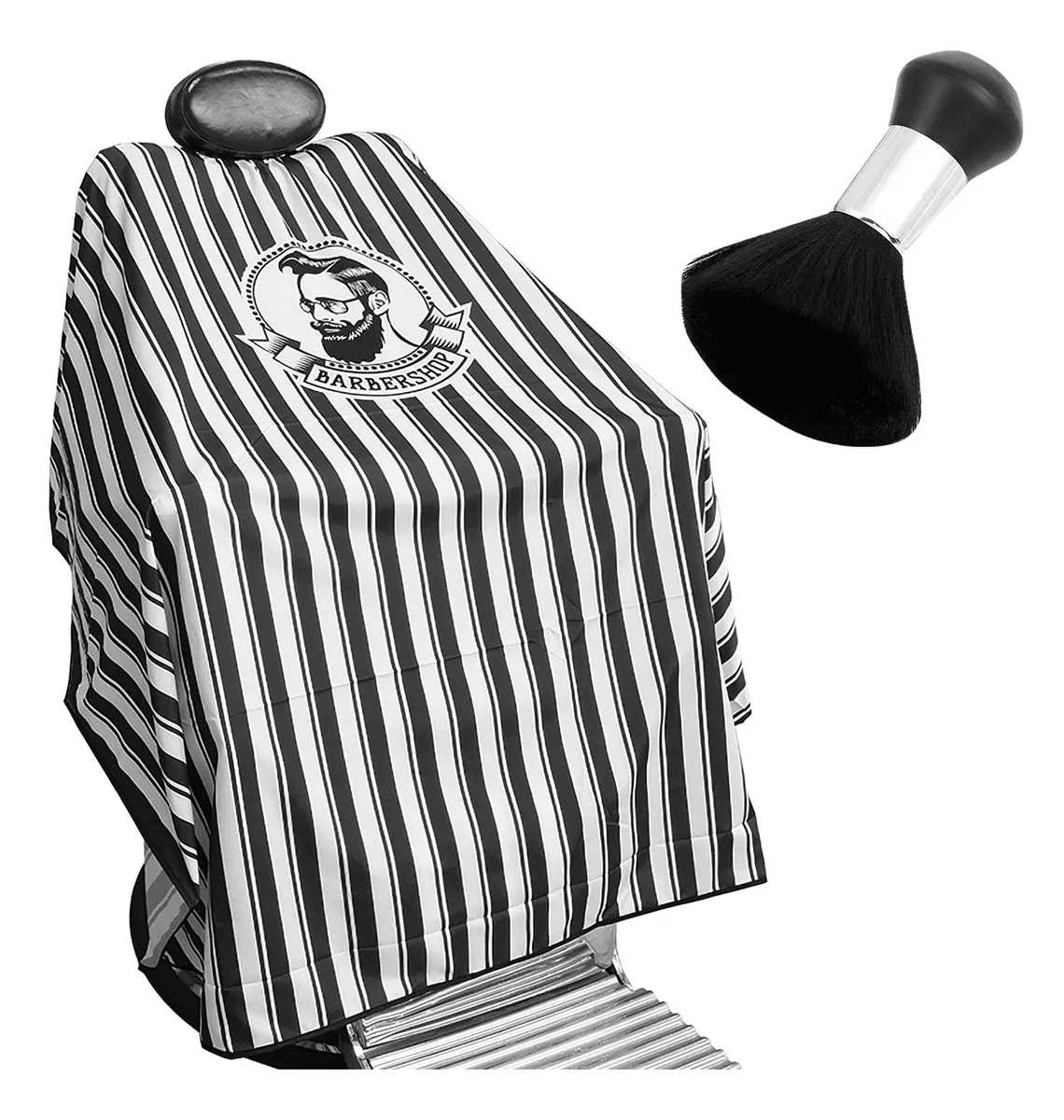 Capa De Barbería Al Agua Y Cepillo Repelente 2 Piezas Negro/Blanco ...