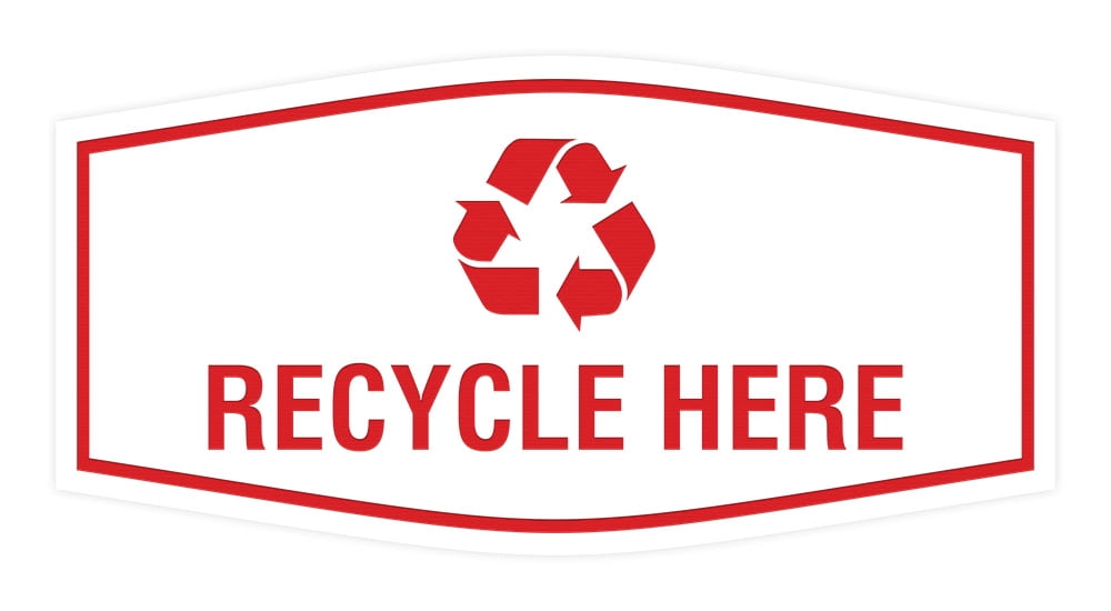 Fancy Recycle Here Sign (White/Red) - Large - Walmart.com