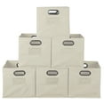 Collapsible Home Storage Set Of 6 Foldable Fabric Storage Bins Natural
