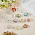 4 Styles Resin & Acrylic Finger Rings for Women Mixed Color Size 7 1/4 ...