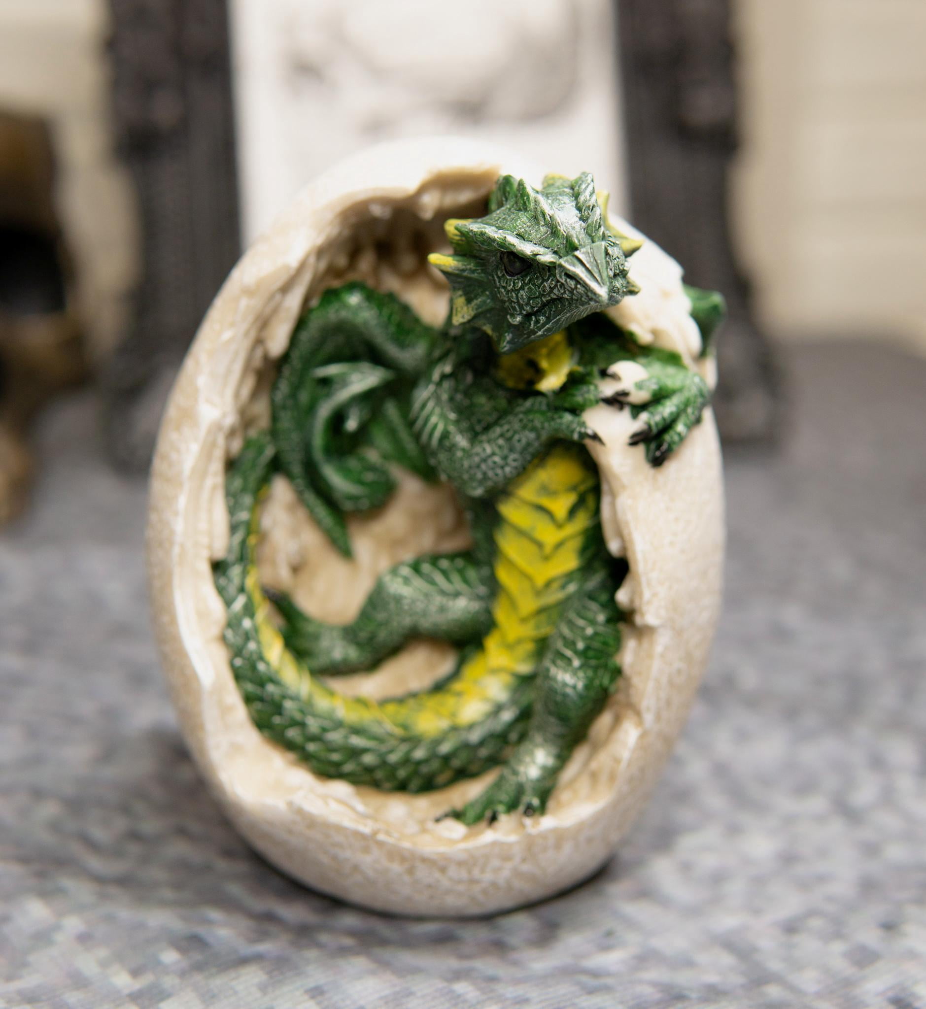 Ebros Green Earth Dragon Hatchling Breaking Out of Egg Shell Figurine 5 ...