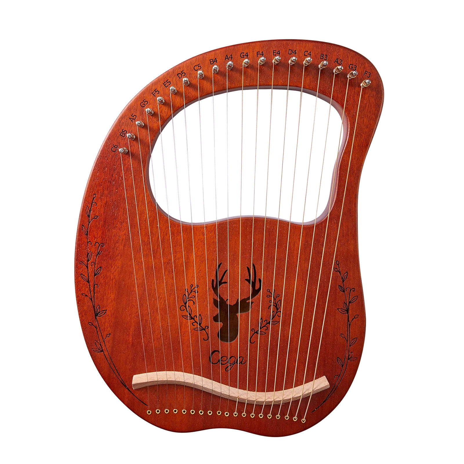 19 String Wooden Lyre Harp Resonance Box String Instrument With Tuning Wrench 3pcs Picks Sticker