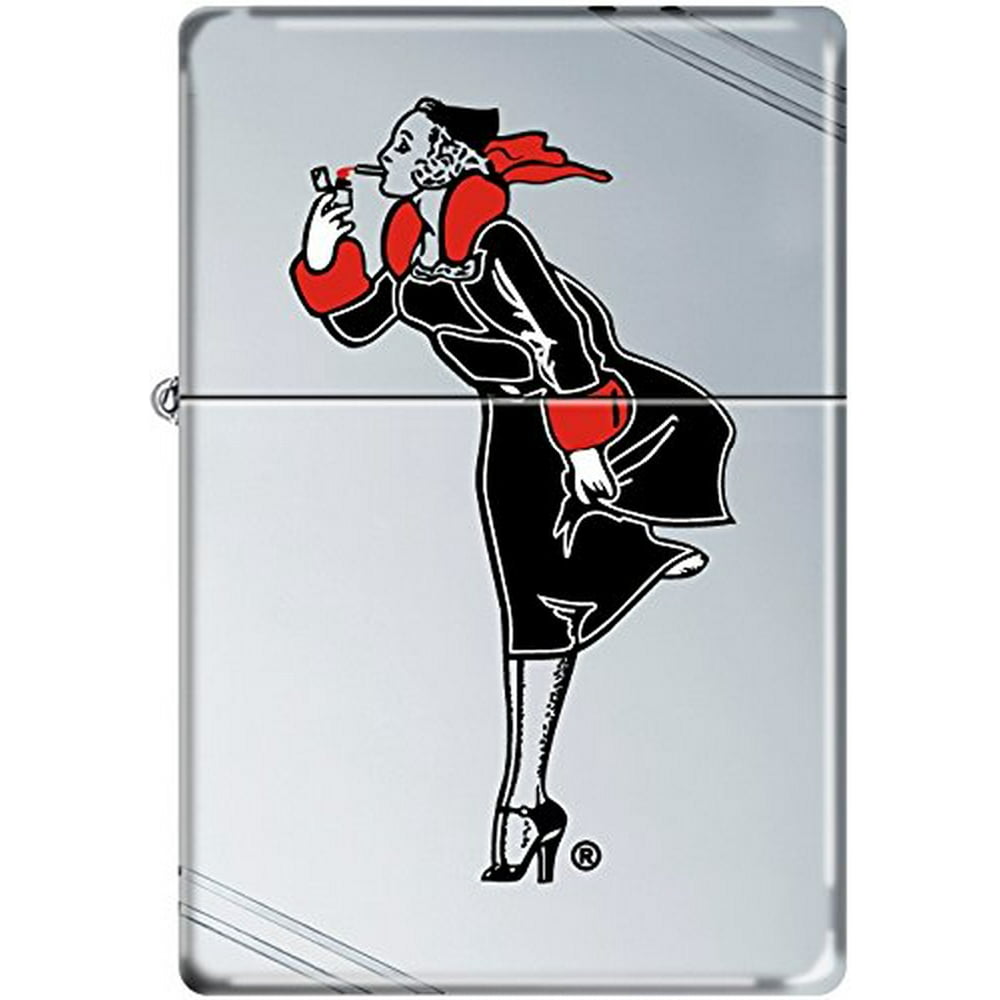 Zippo Windy Girl Black and Red Vintage High Polish Chrome Windproof ...