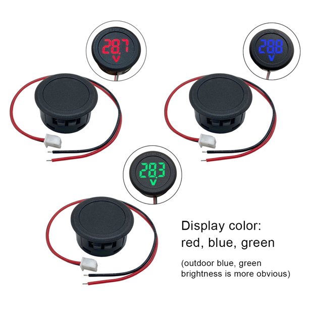 DC LED Digital Display Automotive Voltmeter Head Reverse Connection ...