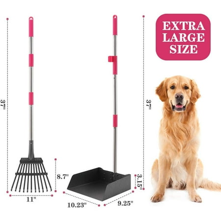 Extra Large Dog Pooper Scooper - Metal Pet Poop Tray and Rake Set with ...