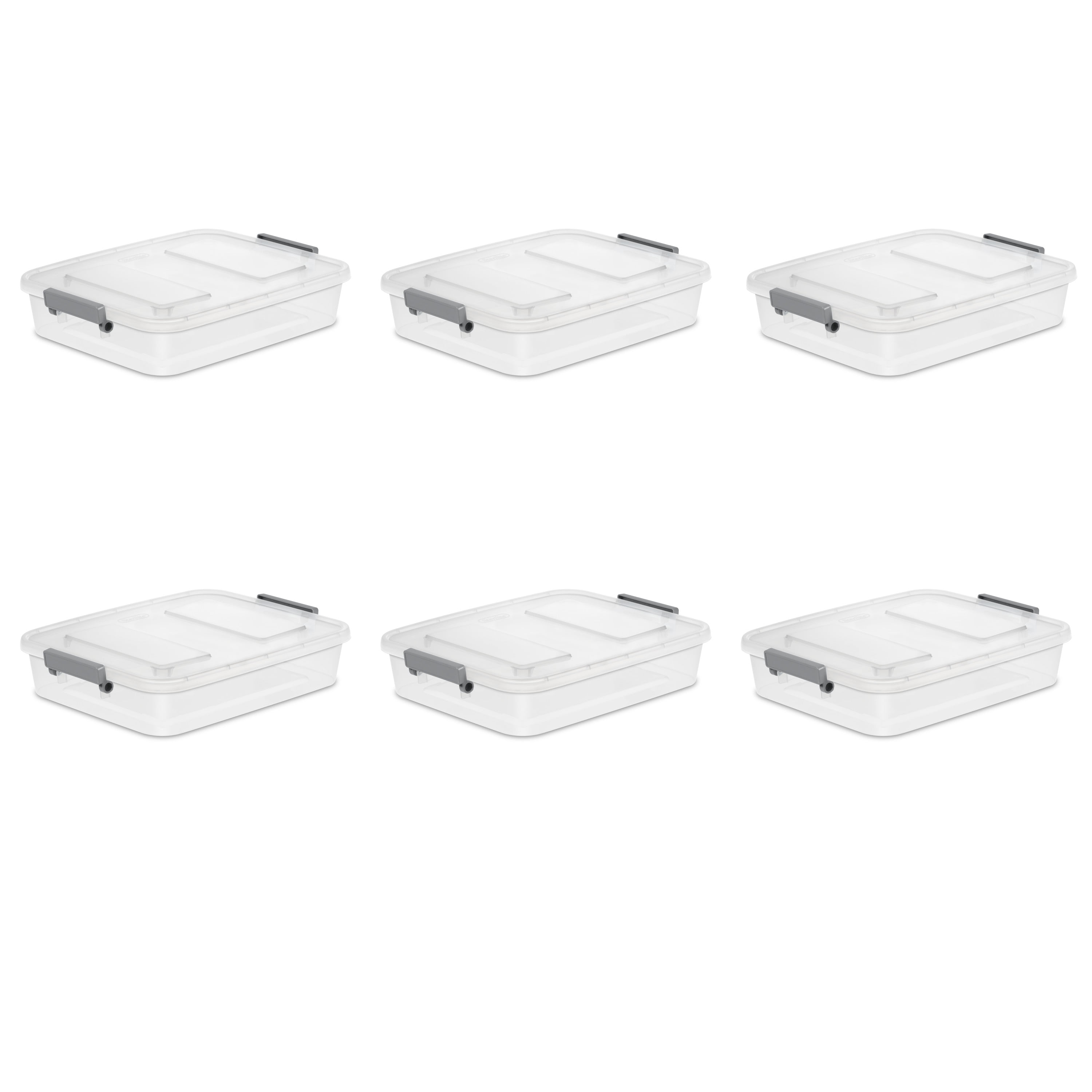 Sterilite 6.2 Qt. Modular Latch Box Plastic, Titanium, Set of 6 ...