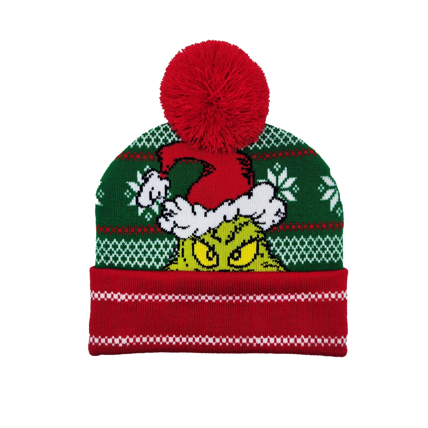 Click here for Bioworld The Grinch Peeking Jacquard Pom Beanie prices