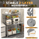 AECOJOY Stainless Steel Prep Table, Dual Shelves, Hooks, Heavy Duty ...
