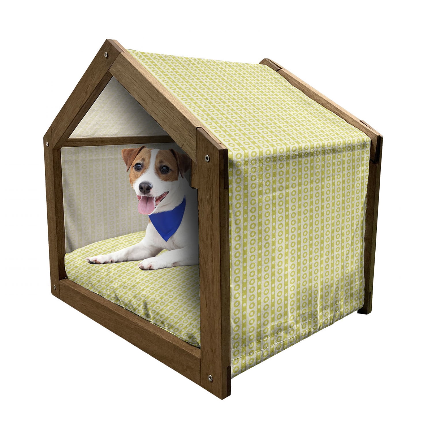 Retro Pet House, Vertical Stripes with Polka Dots and Circles Geometric ...