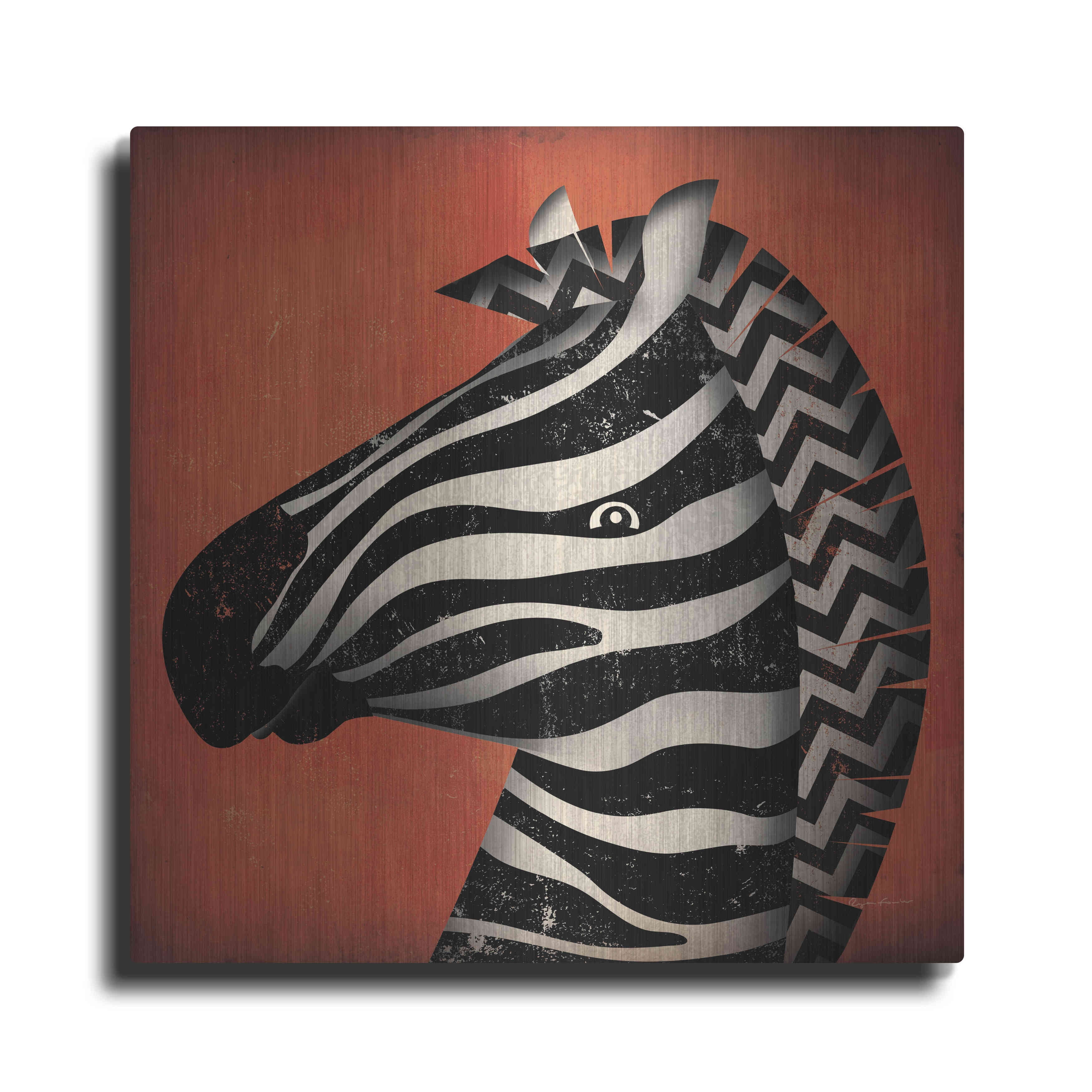 Luxe Metal Art 'Zebra Wow' by Ryan Fowler, Metal Wall Art, 24"x24 ...