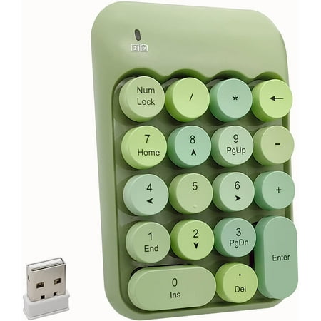 Wireless Number Pad, Ergonomic Cute Colorful Retro Mini Portable ...