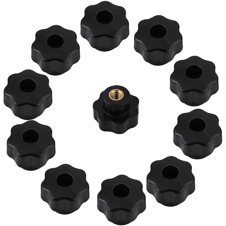 10 Pieces Universal Black Color Plastic Round Shape Knob Handle M6x25 ...