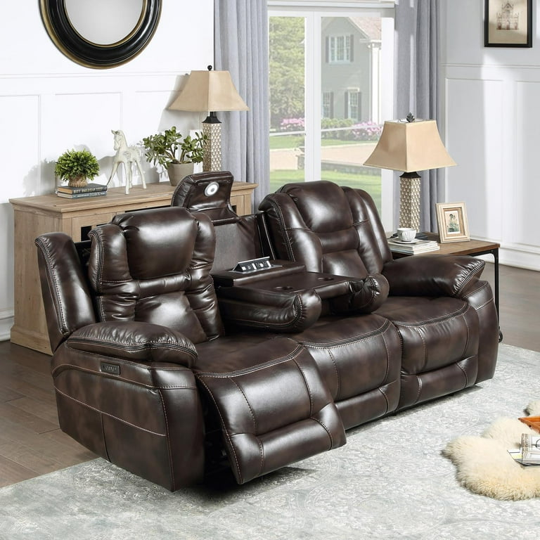 Evans Double Reclining Sofa With Fold Down Tray Table | Baci Living Room