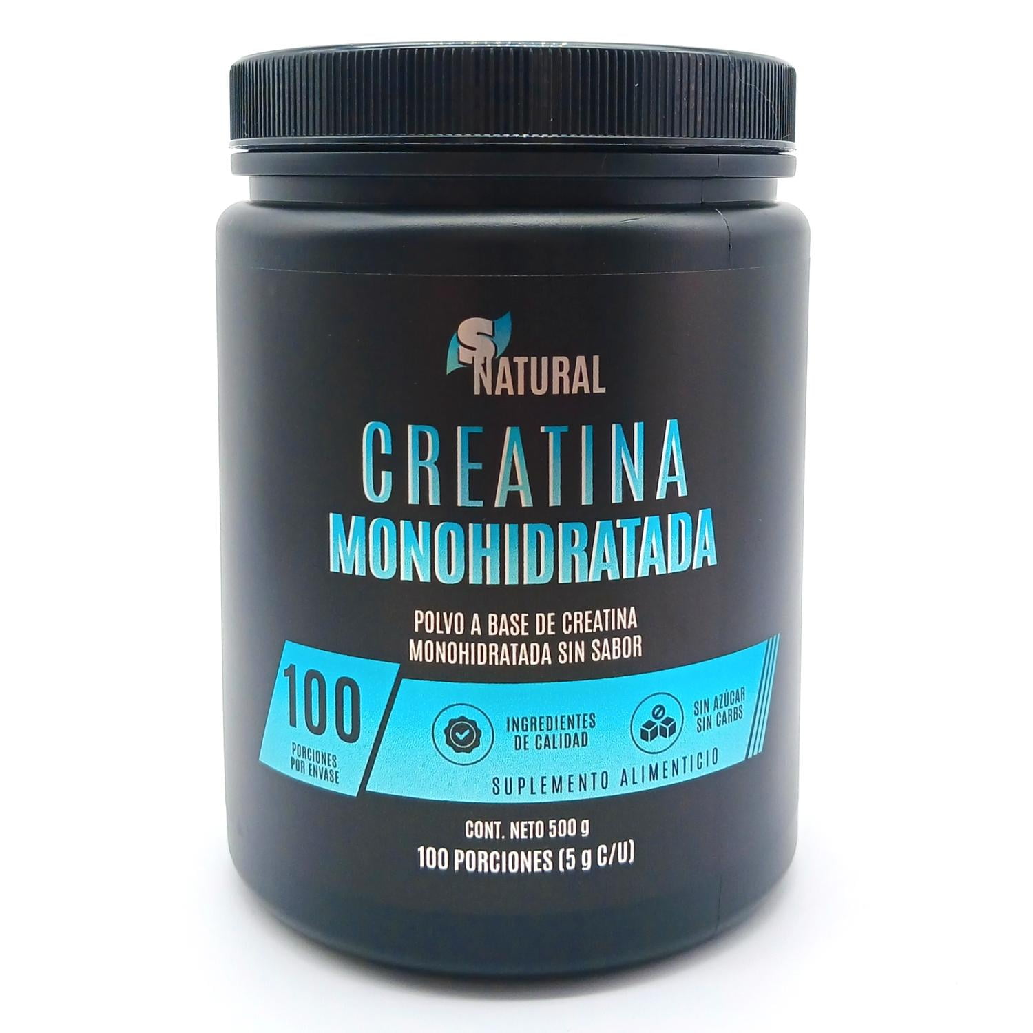 Creatina Monohidratada 100% Pura sin sabor 500 g SNatural negro ...