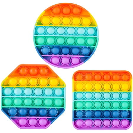 HTCM Rainbow Push Bubble Fidget Toys 3 Pack with Pop Popping Sound for ...
