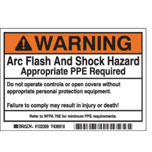 BRADY 102309 Arc Flash Protection Label,PK100 - Walmart.com - Walmart.com