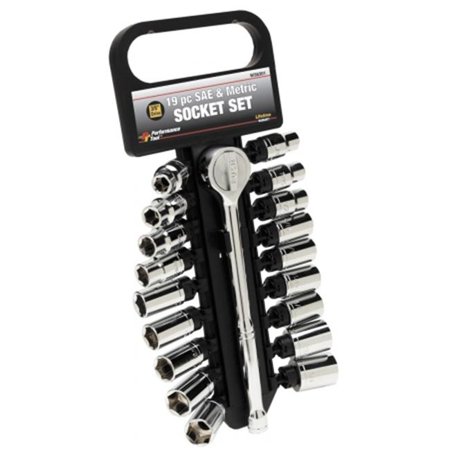 Wilmar Corporation .38in. 19 Piece SAE & Metric Socket Set W38301 ...