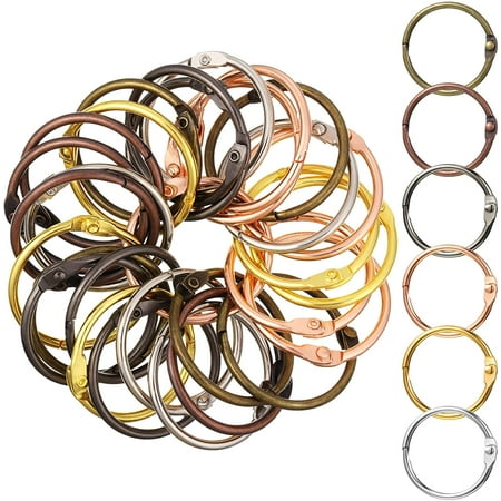 60 Pieces Metal Loose Leaf Binder Rings 1.2 Inch Book Rings 6 Colors ...