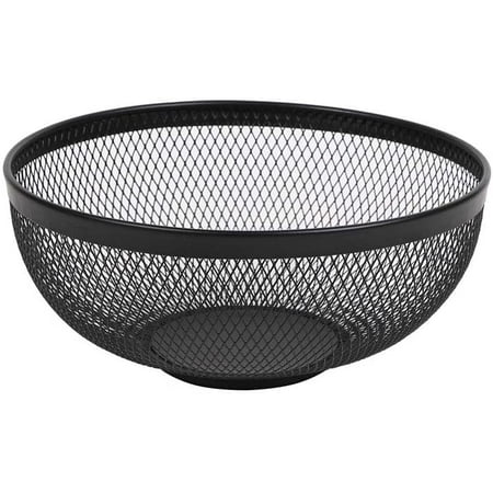 Metal Mesh Fruit Basket 10'Diameter Large Candy Bowl Large Black Round ...
