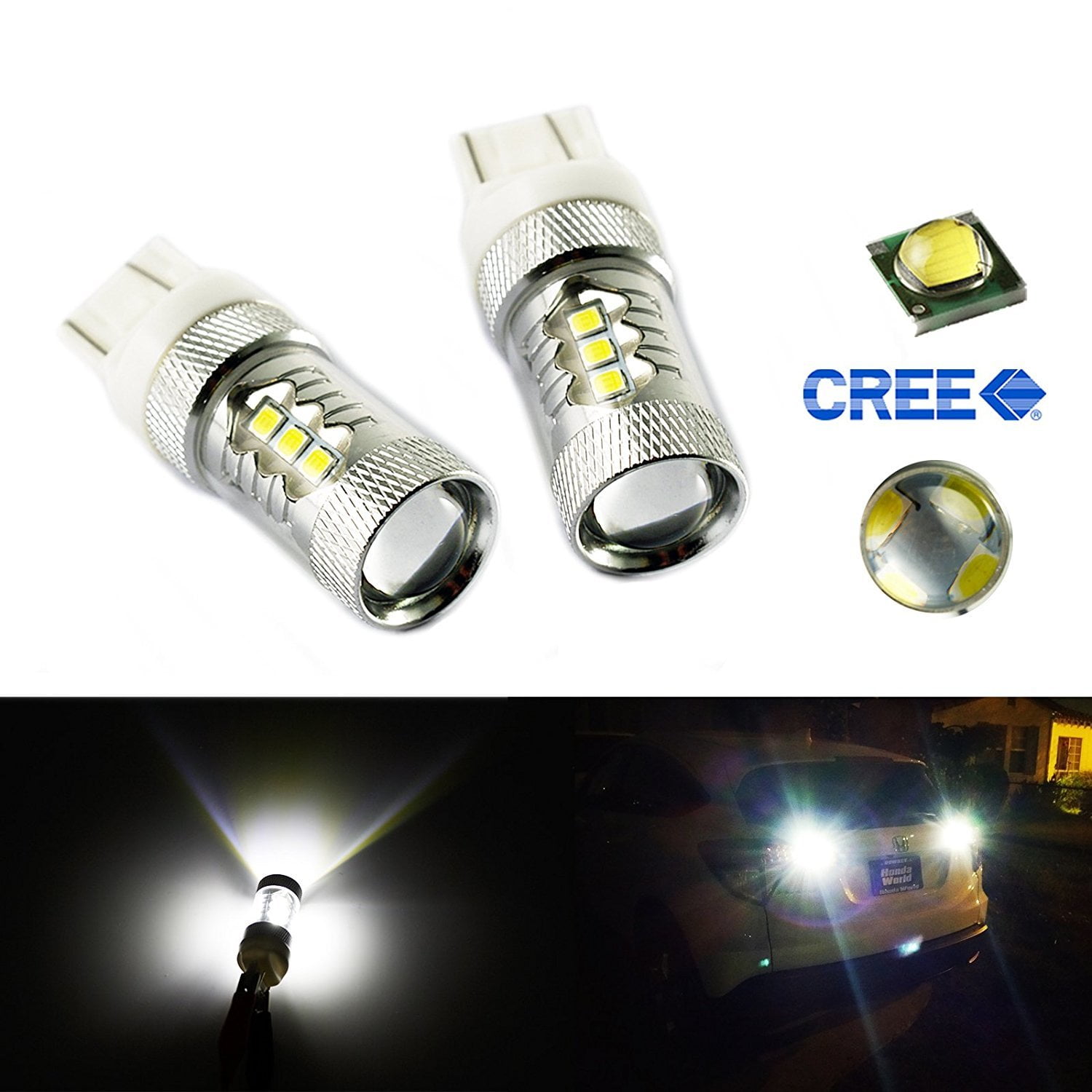 Xotic Tech 1 Pair HID White Max 80W CREE LED 3156 3057 3157 3056 LED ...