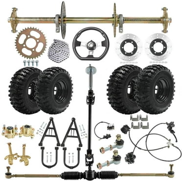 Miumaeov 44" Rear Live Axle Kit with Pillow Block+Sprocket+Brake Disc+4 ...