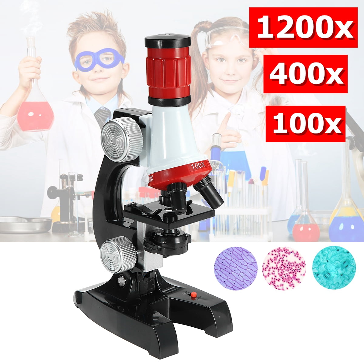 1200X 400X 100X Single Microscope Biological Science Experiment ...