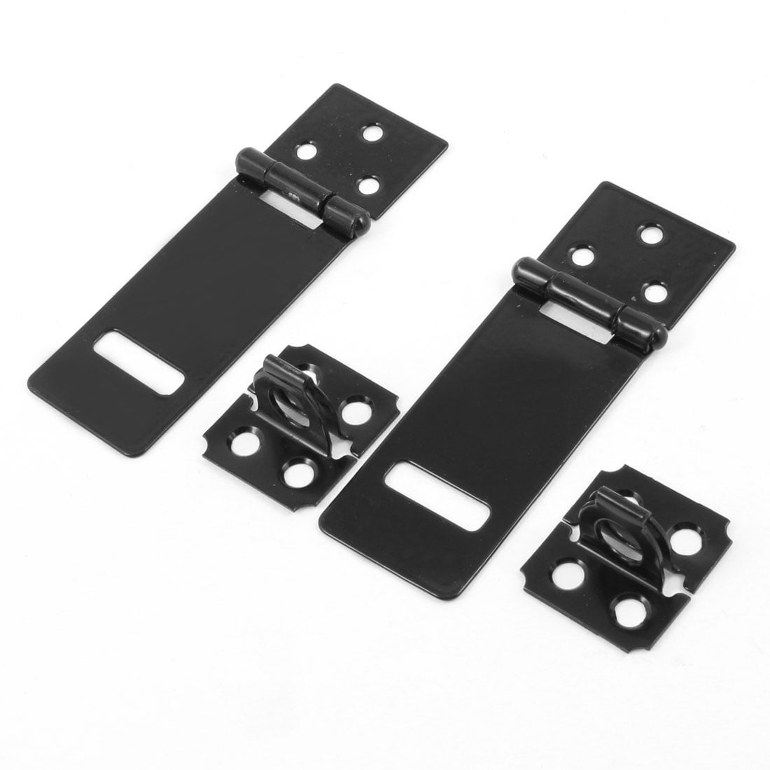 Unique Bargains Gate Door Closing Black Metal Rectangle Hasp Staple 3.7 ...