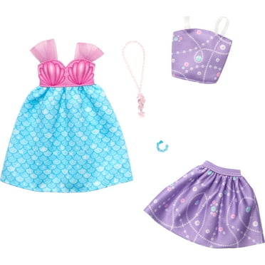 Barbie Fashion Doll Clothing Set, Satiny Party Dress with Ruffles and ...