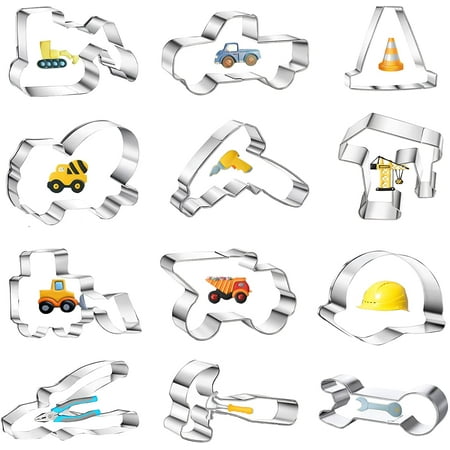 HUACA 12 Pieces Construction Cookie Cutter Set Construction Tool Cutter ...