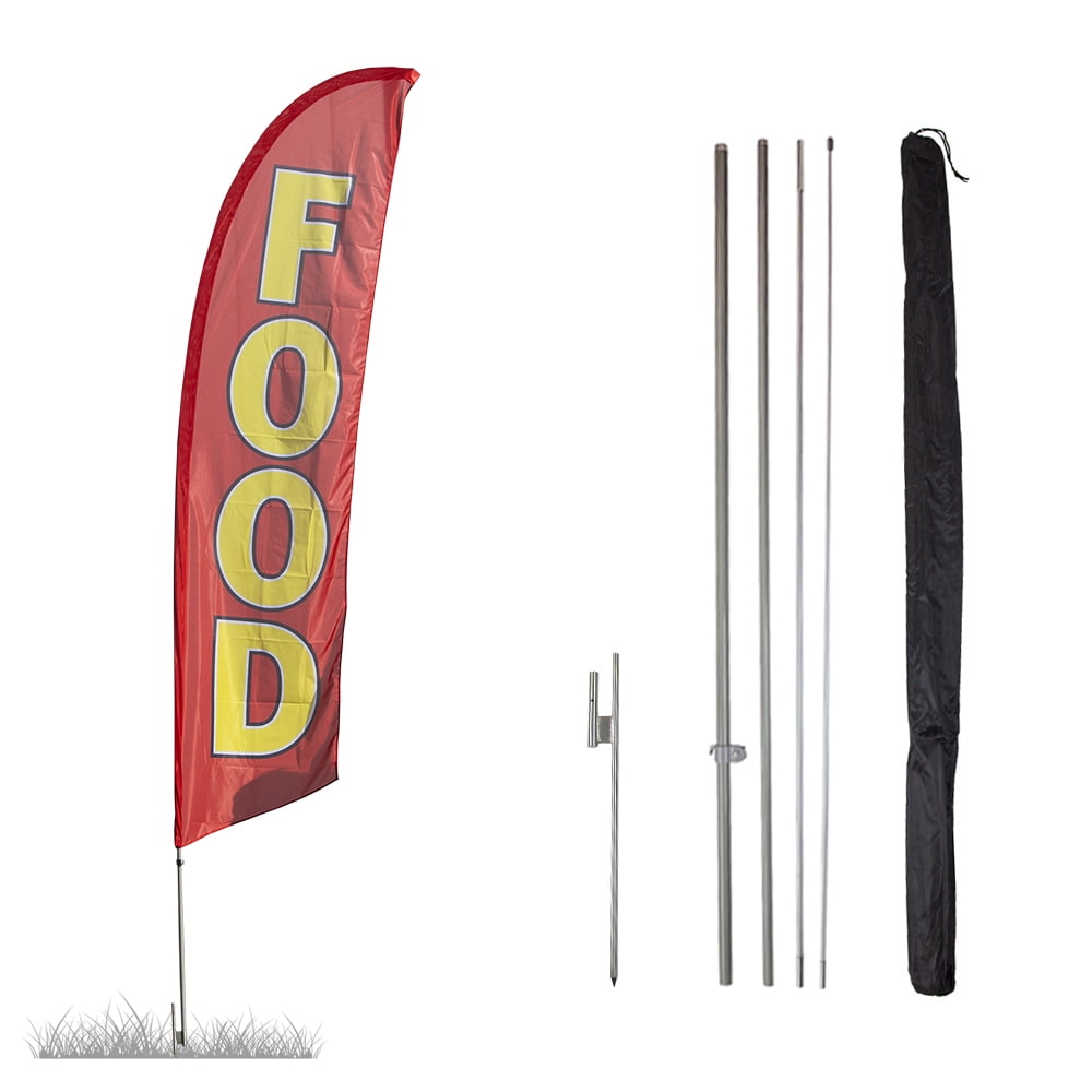 Food Feather Flag Kit - 13.5ft Knitted Polyester Swooper Flag with Pole ...