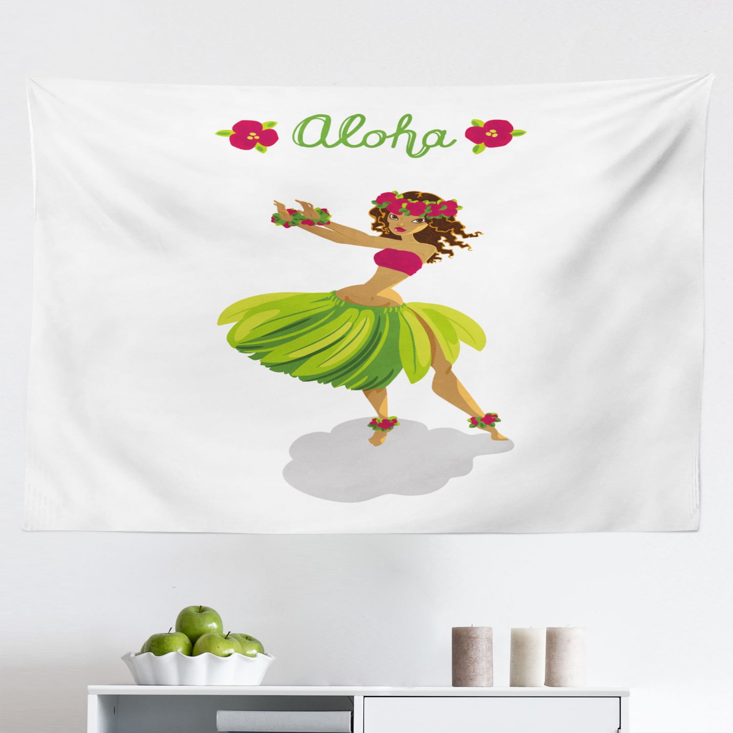 Luau Tapestry, Summer Season Layout of Repeating Leaves and Pineapples ...