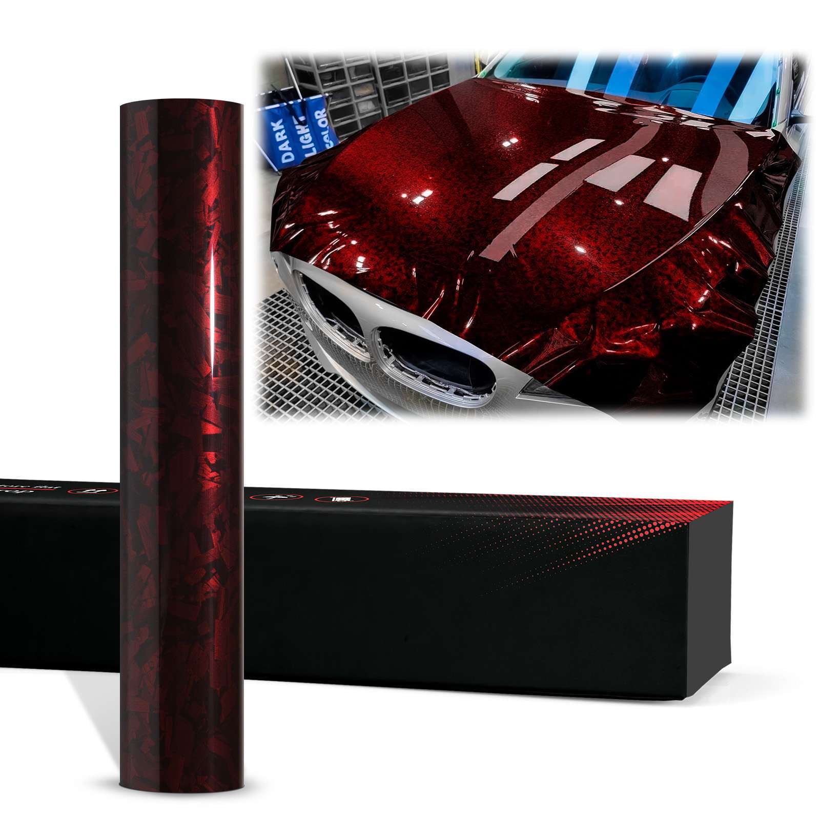 PET Marble Forged Carbon Fiber Textured Gloss Red Vinyl Wrap Auto Car ...