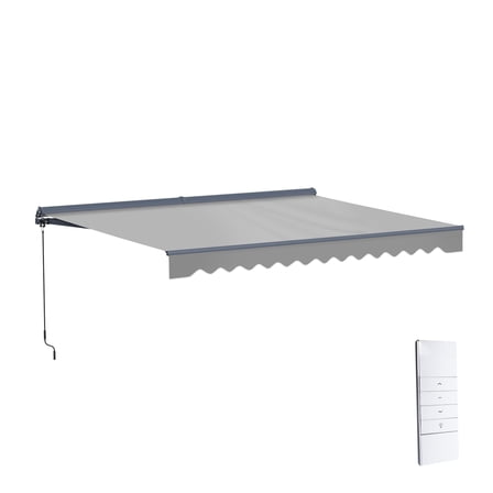 ALEKO Semi-Cassette Motorized Patio Awning with LED Lights - 13 x 10 ...