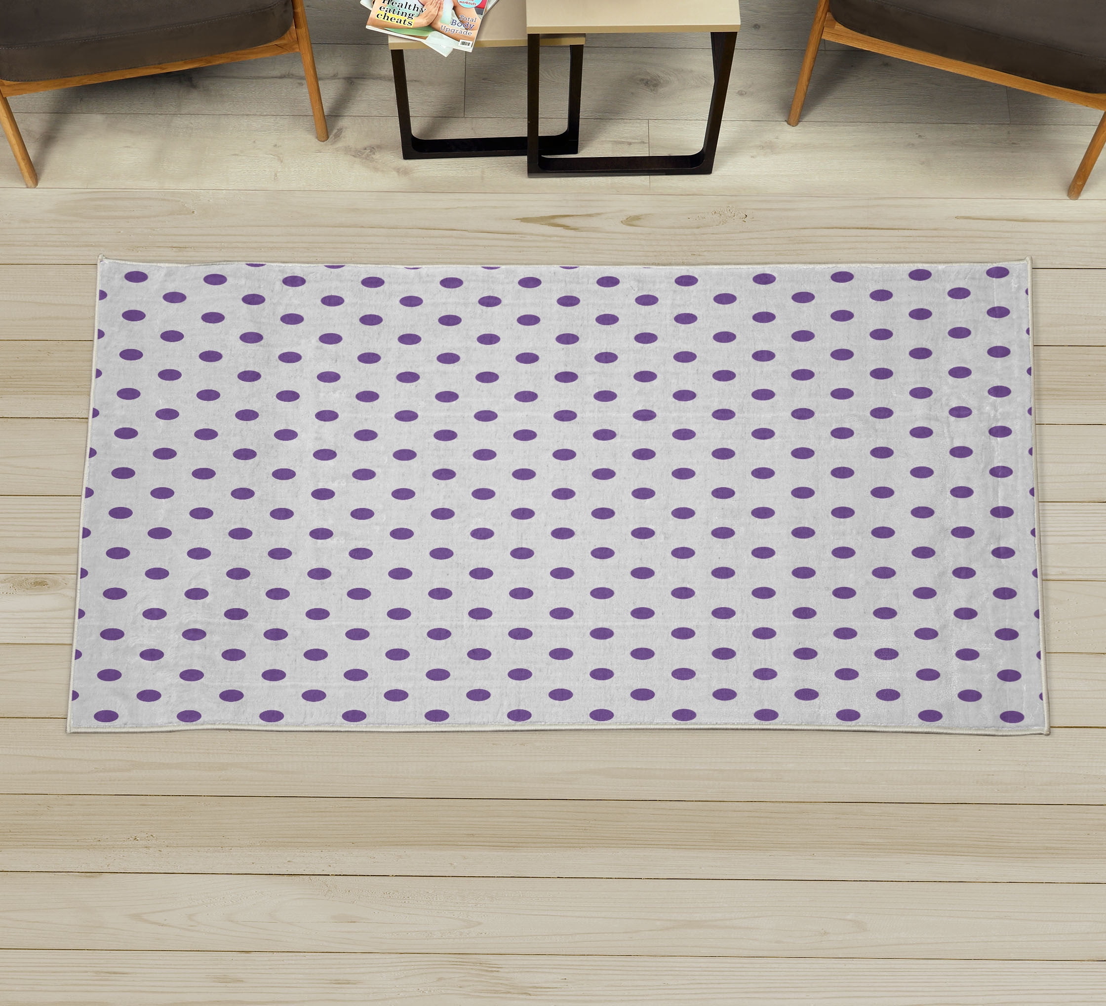 Polka Dot Decorative Rug, Classic Old Fashioned Repeated Circles Round ...