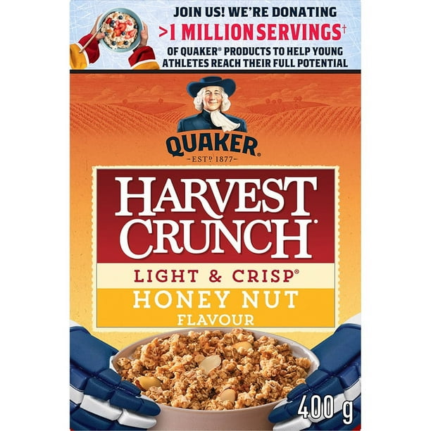 Quaker Harvest Crunch Light & Crisp Honey & Nut Flavour Granola Cereal ...