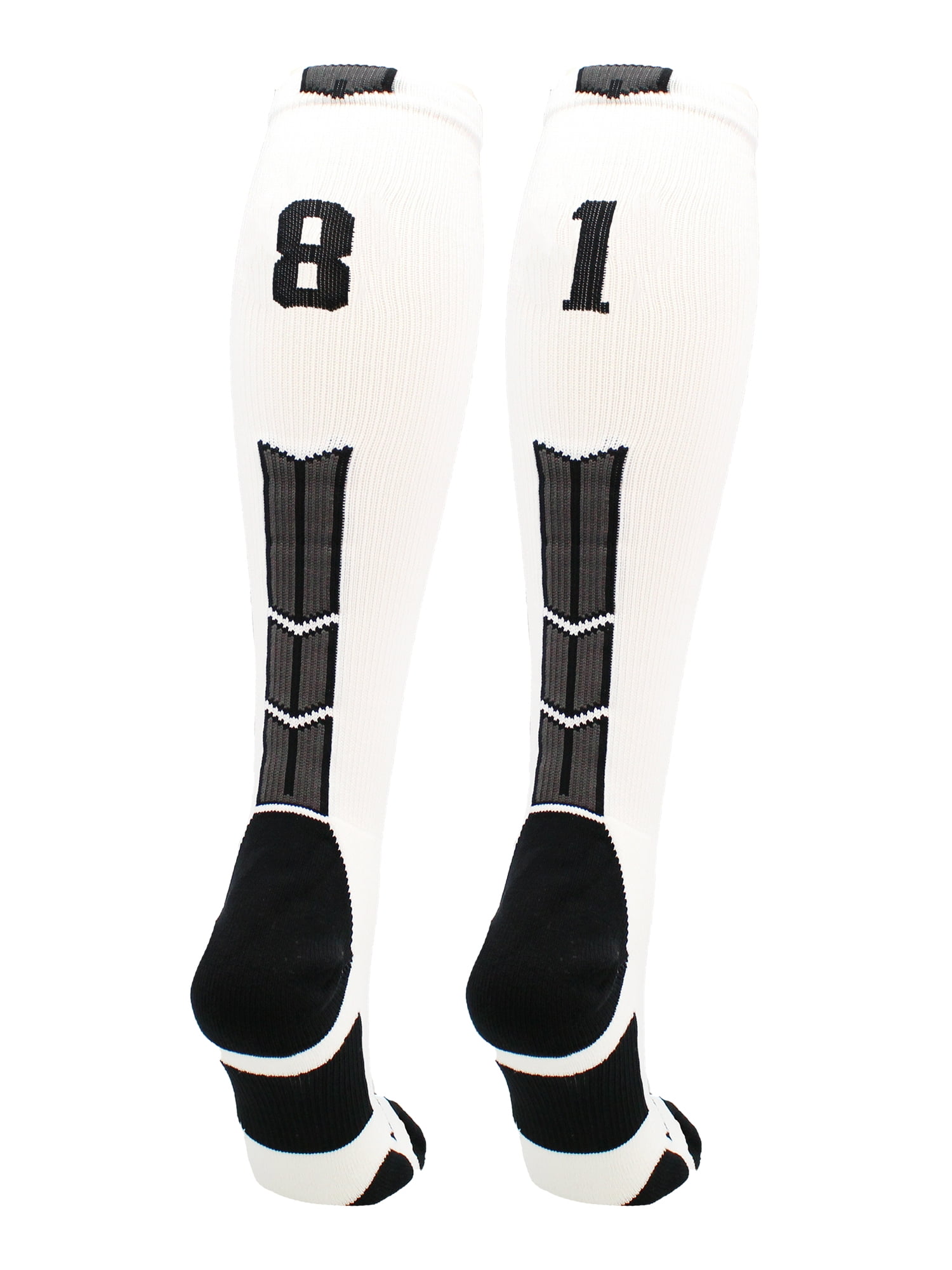 Player Id Number Socks Over the Calf White Black (#81, Large) - Walmart.com