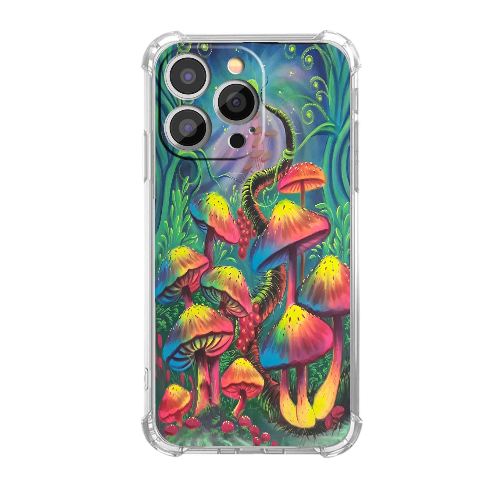 Fluorescent Mushrooms Case for iPhone 13 Pro Max,Aesthetic Art Design Pattern Soft Full TPU ...
