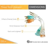 Coleman Cable 06991 8" Assorted Color Power Strip Extension Cord 3 ...