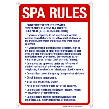 Spa Rules Sign, Pool Sign, (SI-6783) - Walmart.com