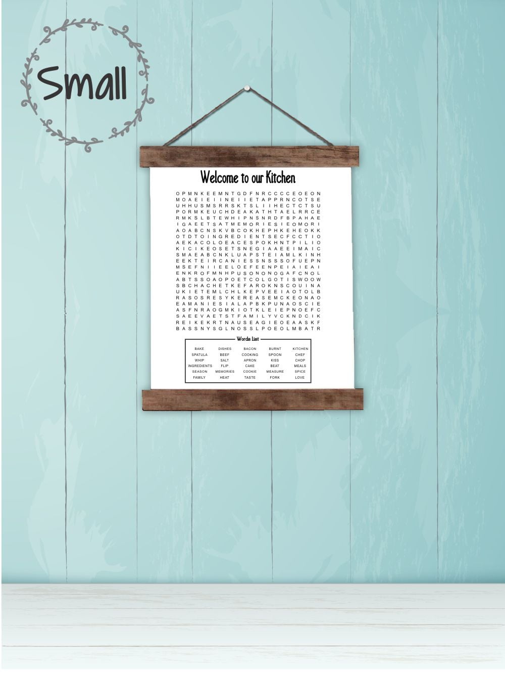 Wood, Canvas Sign, Kitchen Decor Word Search Puzzle Art Print ...
